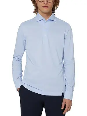 Boggi Milano Japanese Jersey Long Sleeve Polo Shirt - Light Blue