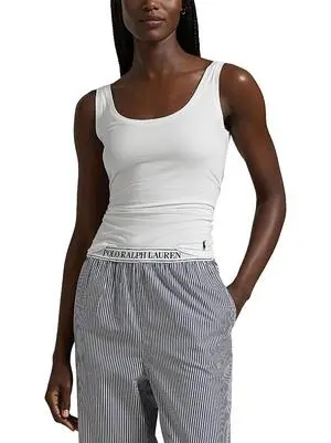 Polo Ralph Lauren Ribbed Cotton Blend Tank Top - White Cloud