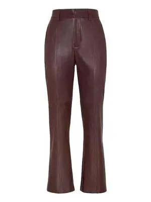 Brunello Cucinelli Leather Flared Trousers - Brown