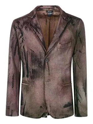 Avant Toi Abstract-print Wool Blazer - Brown
