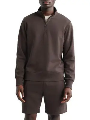 Zella Vital Fleece Quarter Zip Pullover - Brown Mulch