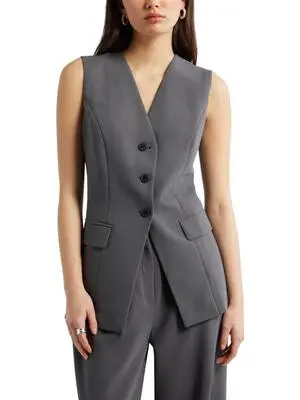 OPEN EDIT The Icon Collarless Vest - Grey Magnet