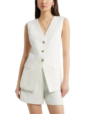 OPEN EDIT The Icon Collarless Vest - Ivory