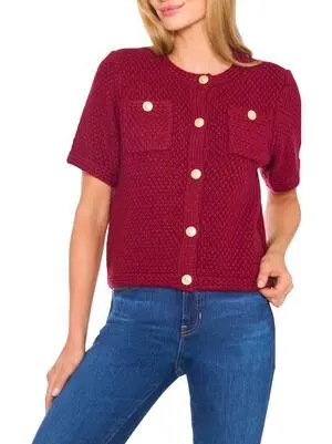 CECE DUPRAZ Button-Up Cardigan Deep Merlot