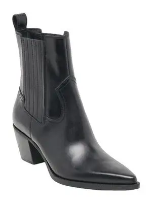 Dolce Vita Slim Pointed Toe Bootie Black Leather