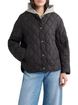 Sam Edelman Hooded Quilted Jacket - Black