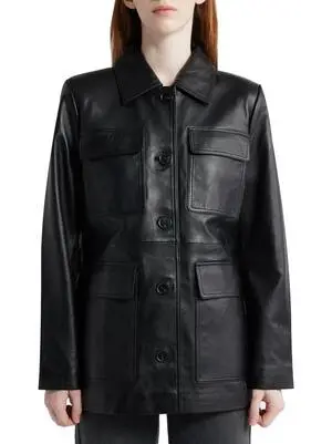 Bernardo Leather Shirt Jacket - Black