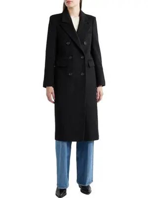 Sam Edelman Double-breasted Wool Blend Military Coat - Black