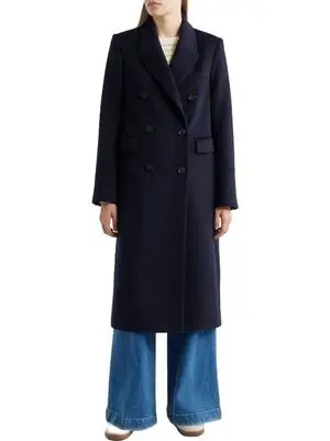 Sam Edelman Double-breasted Wool Blend Military Coat - Navy
