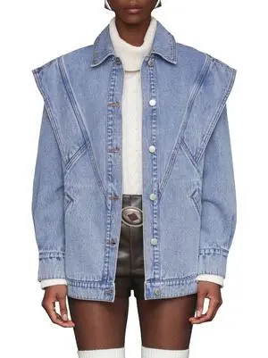 Avec Les Filles Oversized Denim Trucker Jacket - 80s Blue Wash