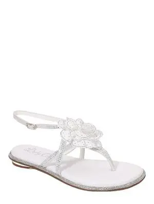 LADY COUTURE Floral Thong Sandals White