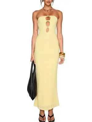 Princess Polly Strapless Maxi Dress - Lemon