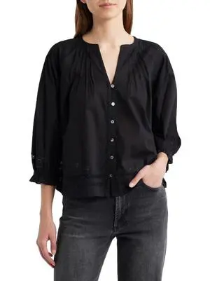Rails Lilah Cotton Button-up Top - Black
