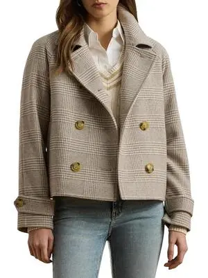 Ralph Lauren Double-breasted Wool-blend Coat - Camel/cream/plaid