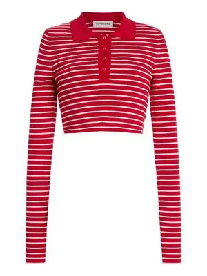 THE FRANKIE SHOP Gisele Cropped Knit Polo Shirt