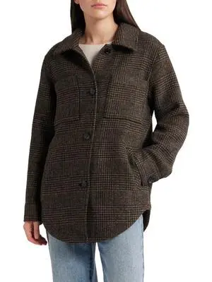 Sam Edelman Plaid Shirt Jacket - Brown/black