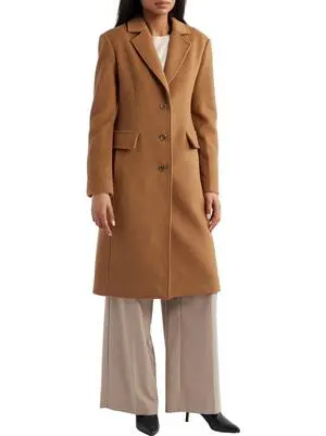 Michael Kors Fitted Longline Coat Dark Camel