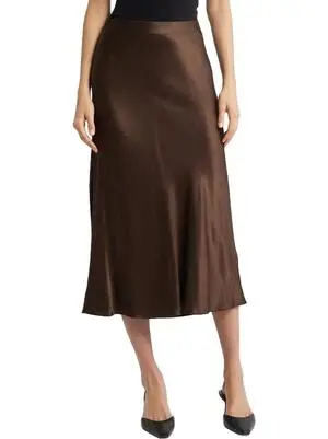 Rails Anya Satin Midi Skirt - Dark Moss