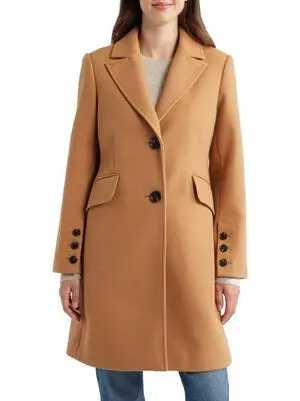 Sam Edelman Single-breasted Longline Coat - Camel