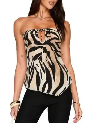 Princess Polly Strapless Animal Print Top - Tiger