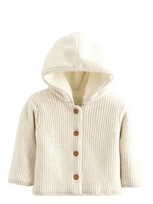 Nordstrom Fleece Lined Hooded Cardigan - Ivory Egret