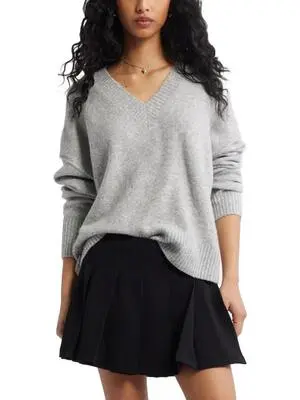 Bp. Oversized V-neck Sweater - Grey Heather