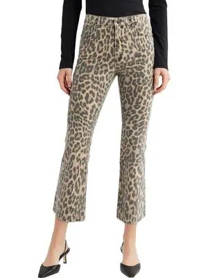 Good American Good Standard Leopard Print Kick Flare Jeans - Lucky Leopard001