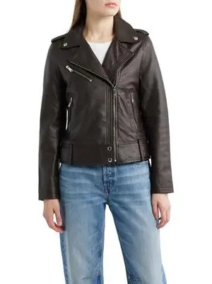 Sam Edelman Lambskin Moto Jacket - Cafe Noir