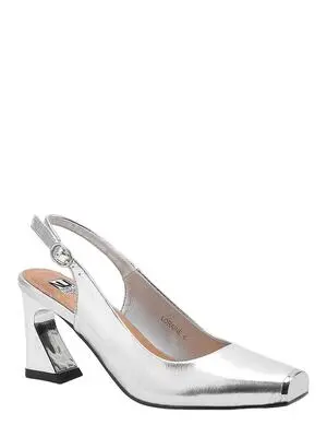 NINETY UNION Metal Heel Slingback Pumps - Silver