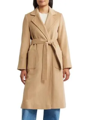 Sam Edelman Longline Wrap Coat - Camel