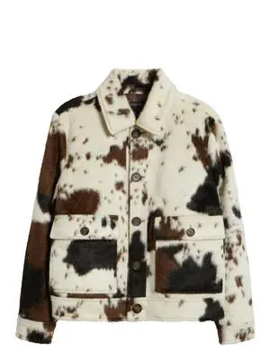 Bernardo Faux Fur Jacket - Cow Print