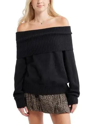 Bp. Off-the-shoulder Sweater - Black