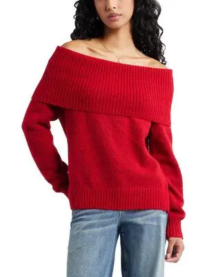 Bp. Off-the-shoulder Sweater - Red Salsa