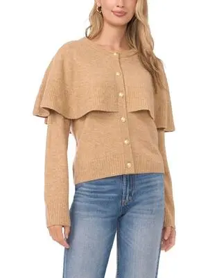 Vince Camuto Cape Detail Cardigan Latte Heather
