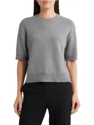Theory Short Sleeve Knit Top - Grey Heather
