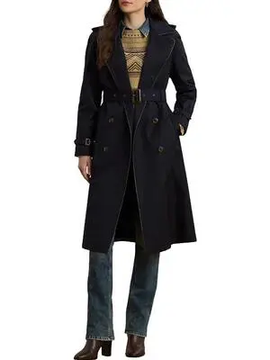 Ralph Lauren Double-breasted Belted Rain Coat - Dark Navy