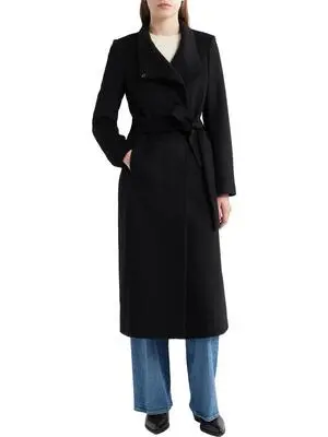 Sam Edelman Stand Collar Wrap Coat Black