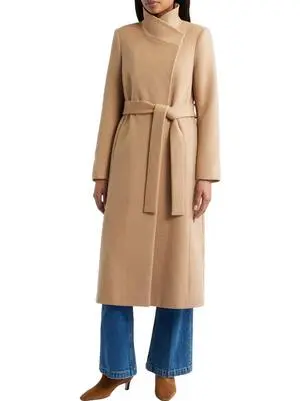 Sam Edelman Stand Collar Wrap Coat - Camel