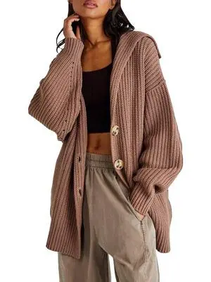 Free People Ribbed Knit Oversized Cardigan - Strawberry Roan
