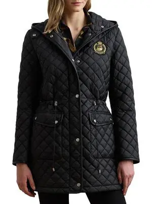 Ralph Lauren Logo Patch Quilted Coat - Black