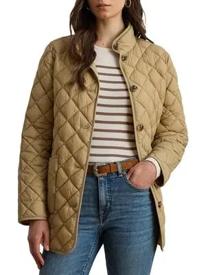 Ralph Lauren Diamond Quilted Puffer Jacket Birch Tan