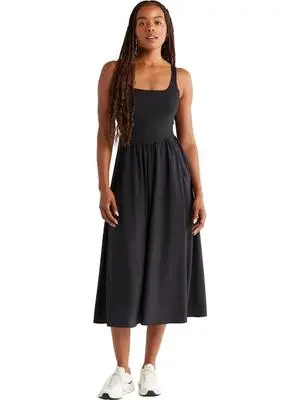 Zella Square Neck Midi Dress Black