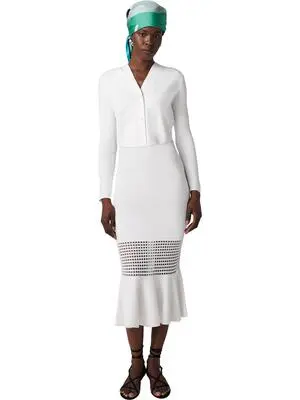 Diane Von Furstenberg Georgia Eyelet Knit Midi Skirt - Ivory