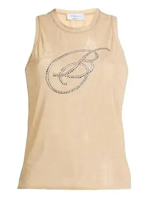 Blumarine Sleeveless Tulle Top - Beige