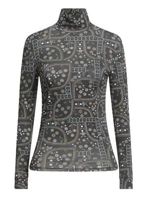 Antik Batik Floral-print Turtleneck Top - Gunmetal