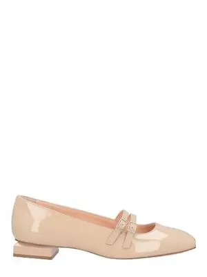 Agl Ballet Flats Leather Mary Jane - Beige