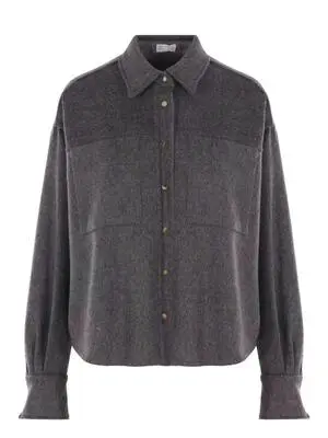 Brunello Cucinelli Horn-button Wool Shirt - Grey