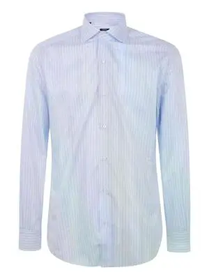BARBA NAPOLI Striped Button-down Shirt - Blue