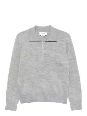 Thom Browne 4-bar Stripe Zipped Polo Shirt - Grey