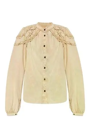 MARANT ETOILE Ruffled Cotton Shirt - Neutrals